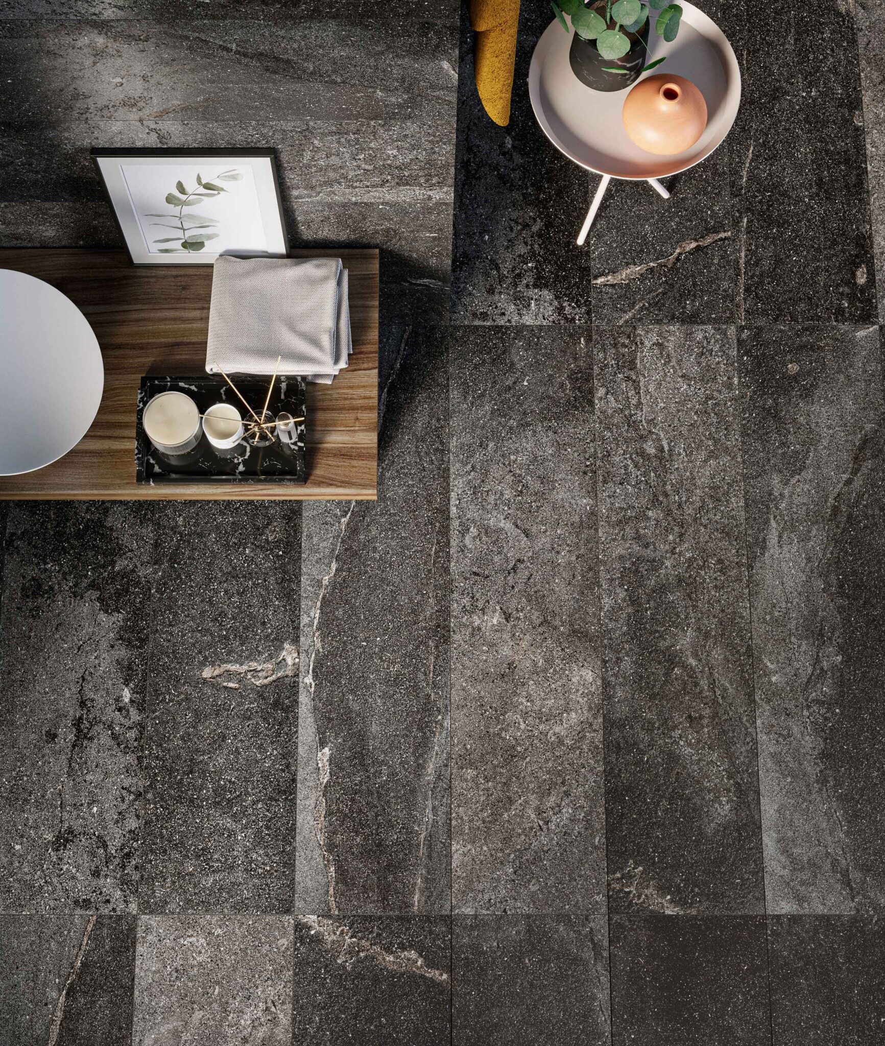 Asphalt Rock Porcelain Tile Inspired by Mediterranean Stone