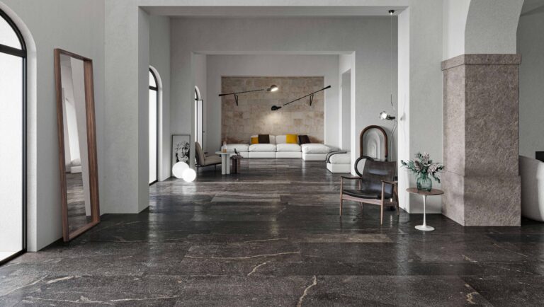 Asphalt Rock Porcelain Tile Inspired by Mediterranean Stone